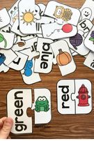 Free Printable Color Word Match Puzzles., Teacher Idea