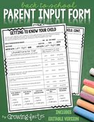 Parent Input Form., Teacher Idea