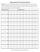 Equivalent Fraction Race., Teacher Idea